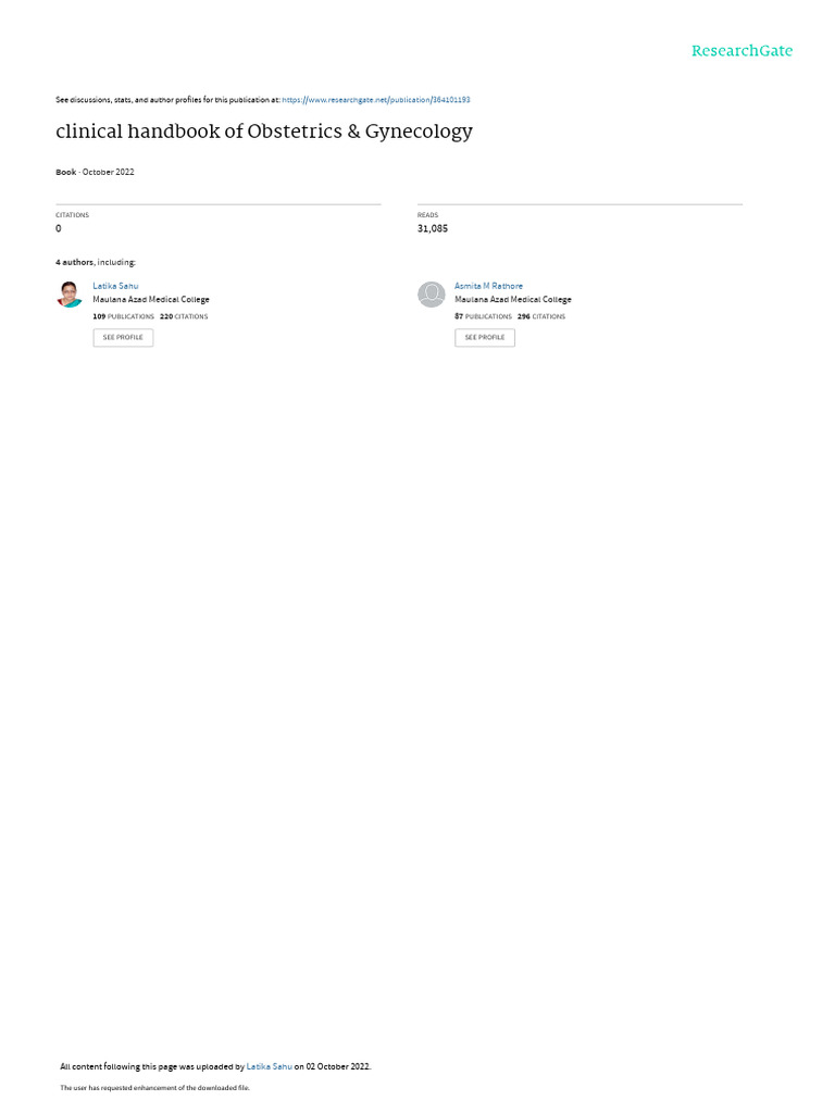 Clinicalhandbookof Obstetrics Gynecology Pdf
