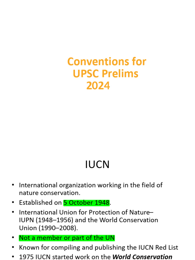Key Environmental Conventions for UPSC 2024 | PDF | Territorial Waters ...