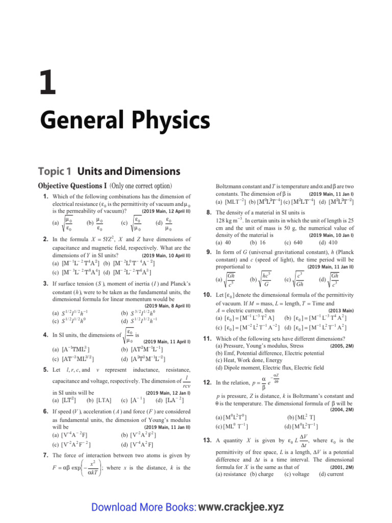 PYQ IIT JEE Physics Units and Measurment | PDF | Significant Figures ...