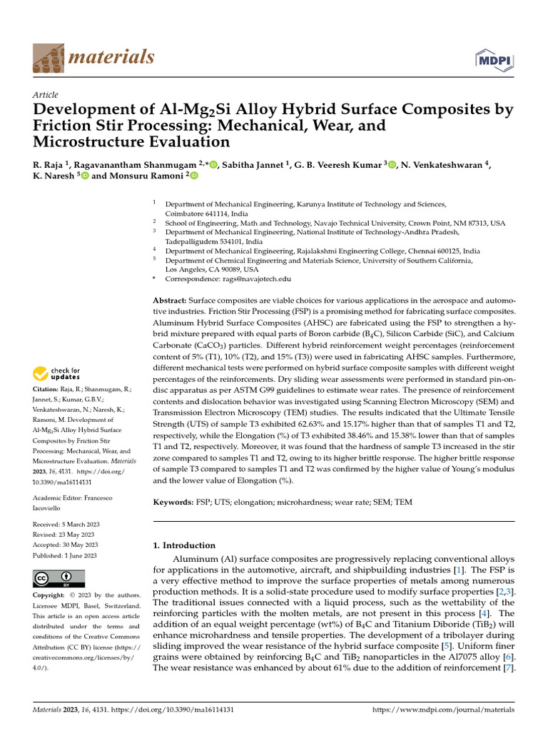 Raja R. Et Al 2023 | PDF | Composite Material | Ductility
