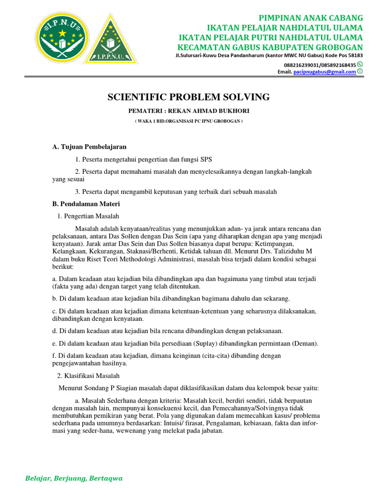 Materi Scientific Problem Solving | PDF | Karier & Perkembangan