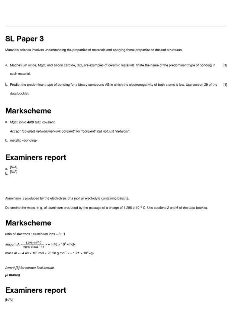Markscheme SL Paper3 | PDF | Liquid Crystal | Redox