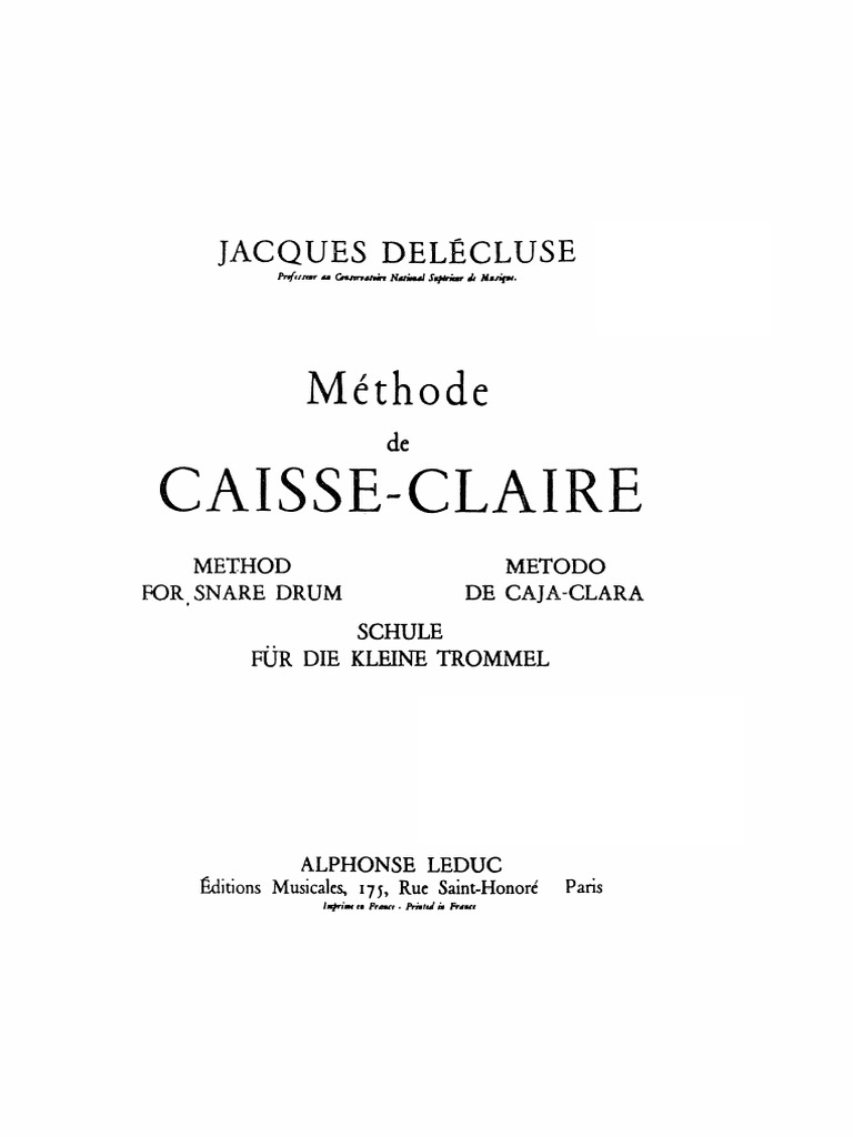 Méthode de Caisse-Claire - Jaques Delecluse | PDF