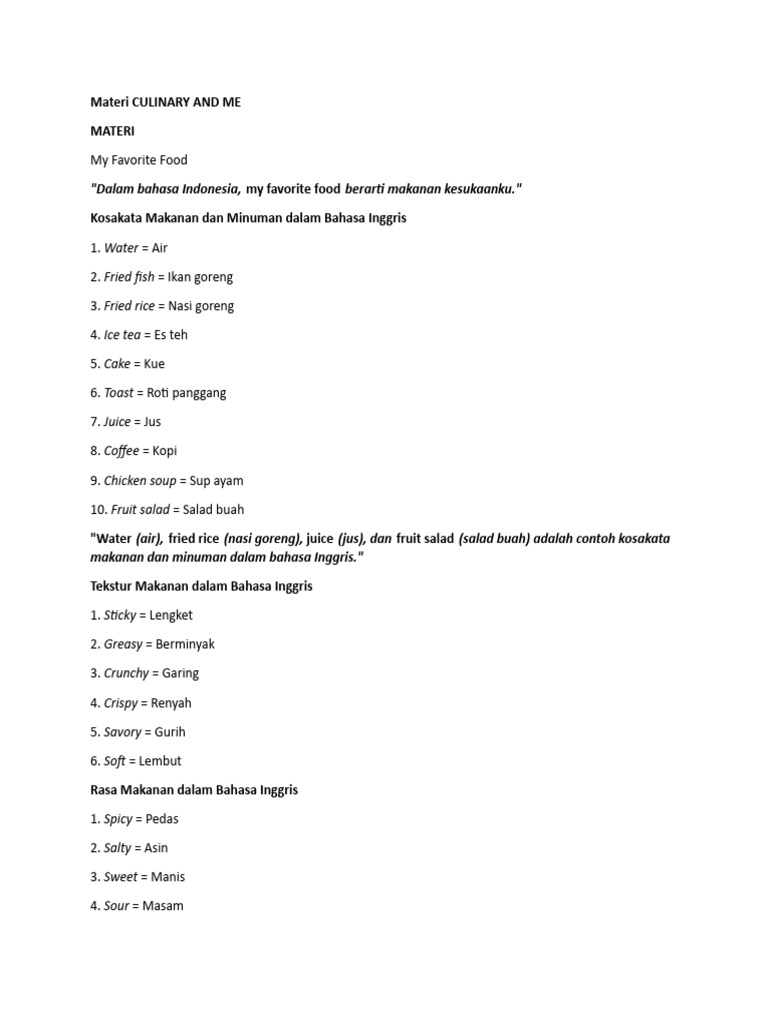 Modul Ajar Chapter 2 Culinary And Me Pdf