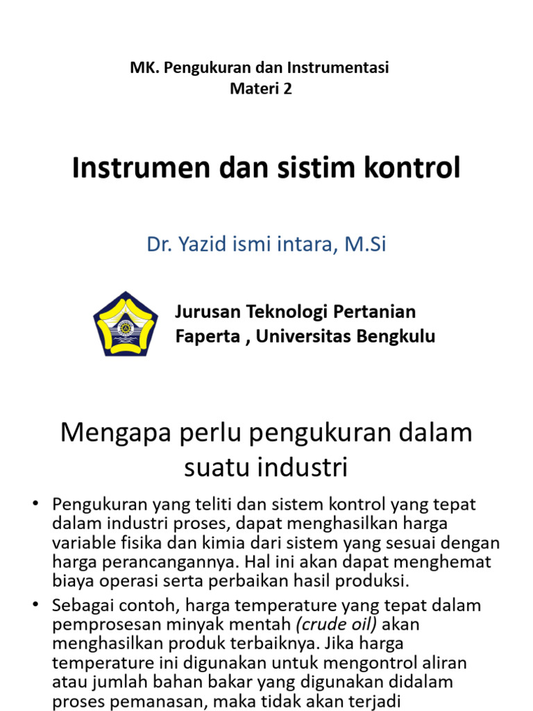 MK - Pengukuran Dan Instrumentasi - Materi 2 Instrumen Dan Sistim Kontrol | PDF | Teknologi ...