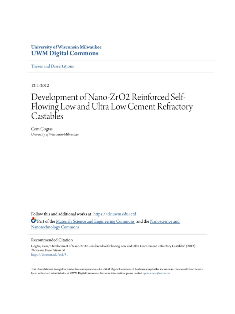 Development of Nano ZrO2 Reinforced Self Flowing Low and Ultra Low ...