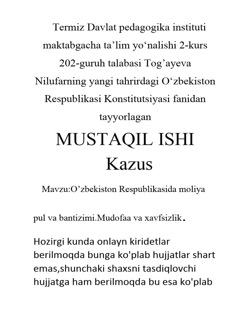 KAZUS Docx1 | PDF