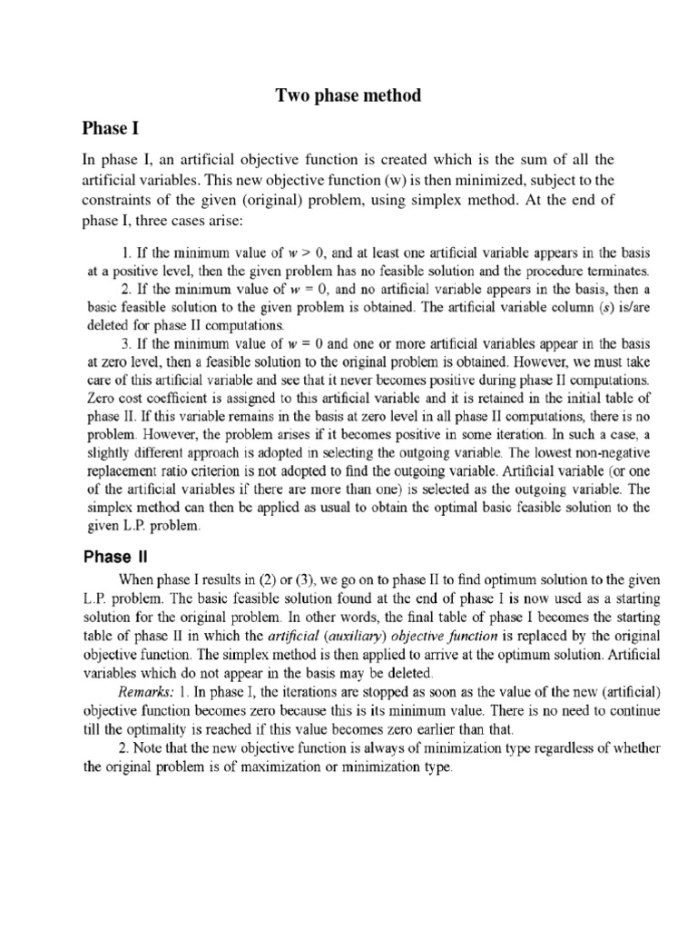 Lecture 6 (Two Phase Method) | PDF