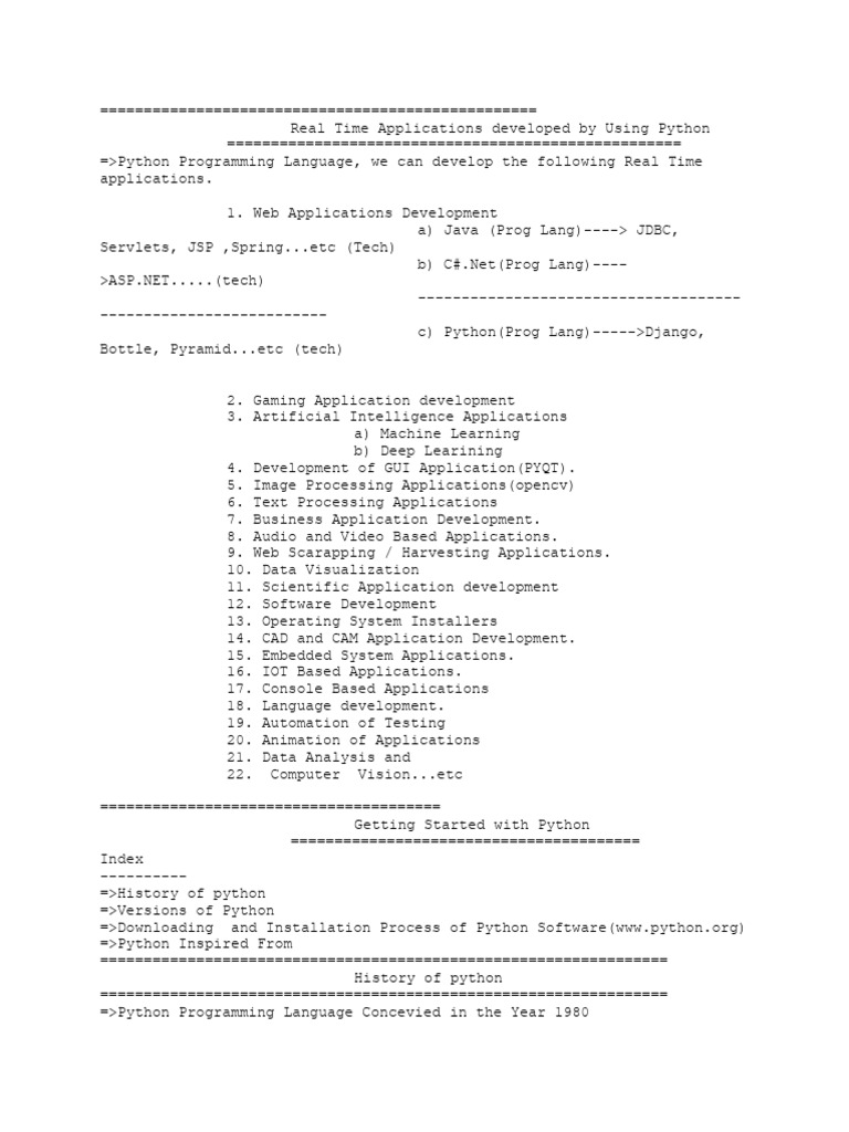 Python Programming Overview and Features | PDF | Variable (Computer ...