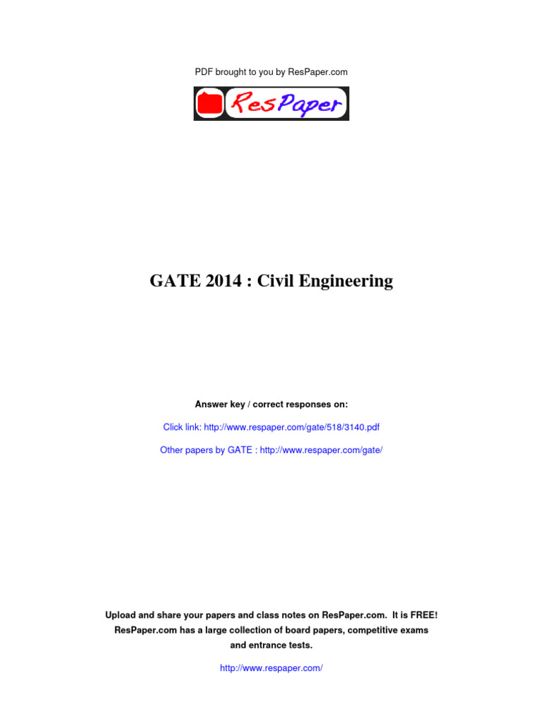 GATE Civil Engineering 2014 | PDF | Career And Technical Education ...