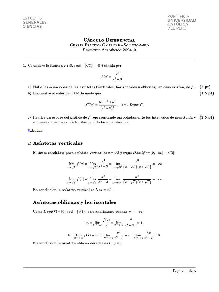 PC4-2024-0-enunciados - Solucionario | PDF | Asíntota | Análisis