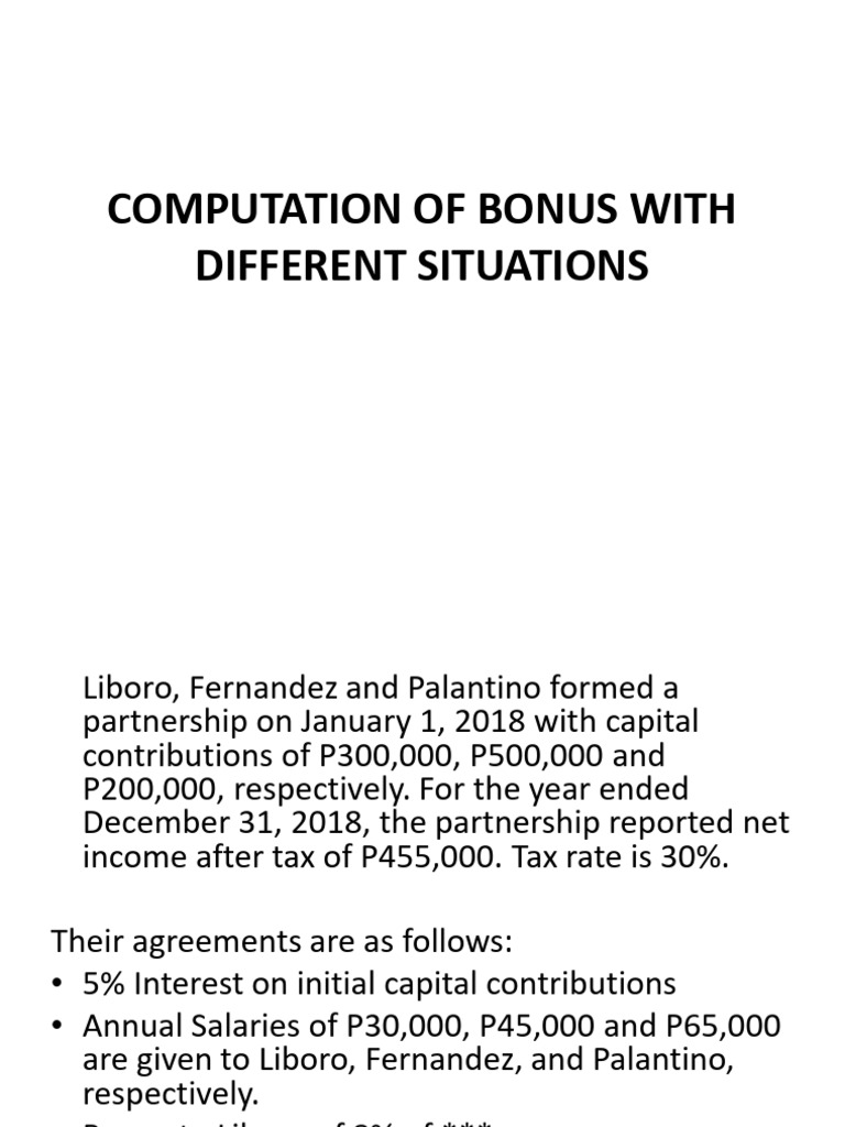 7 Partnership Bonus Computation | PDF | Salary | Taxes