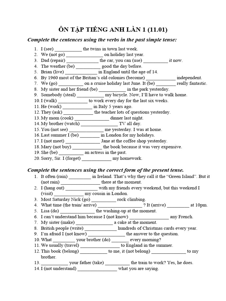 ÔN TẬP TA HK2 LẦN 1 | PDF | Language Mechanics | Linguistic Morphology
