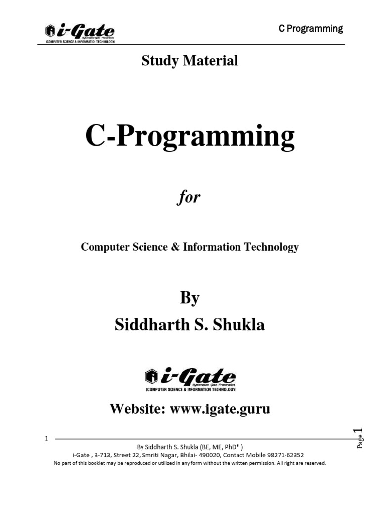 C Igate Bhilai | PDF | C (Programming Language) | Pointer (Computer Programming)