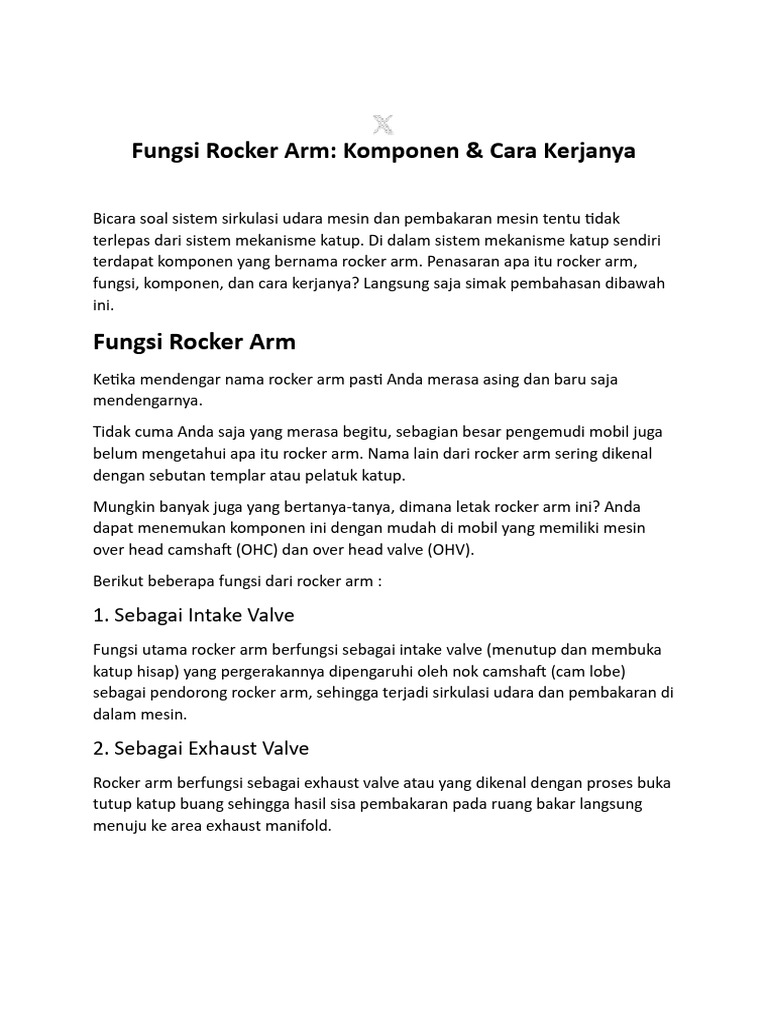Fungsi Rocker Arm | PDF