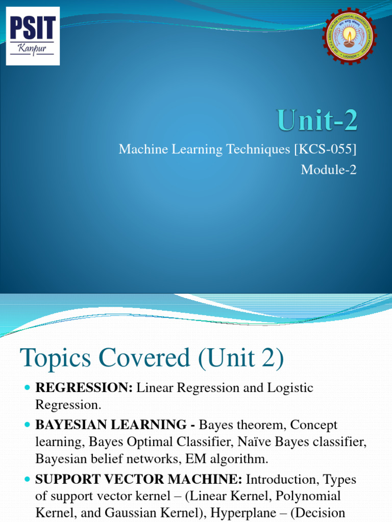 Unit 2 ML | PDF | Least Squares | Logistic Regression