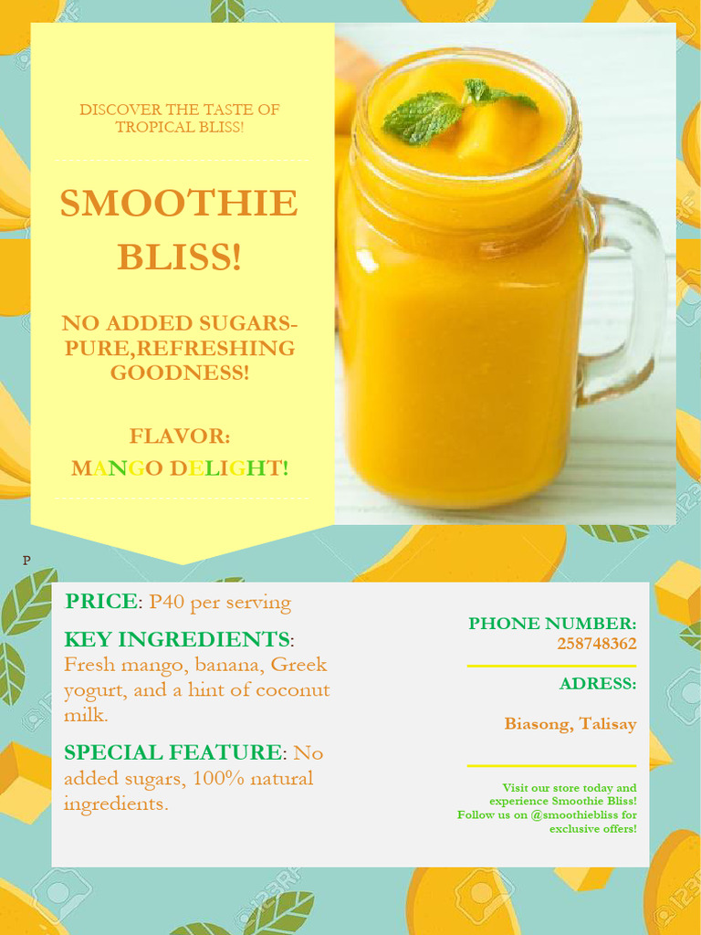 SmoothieBliss - Flyer - Elyse Gabrielle B. Omamalin | PDF