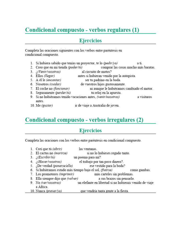 Condicional Compuesto Ejercicios | PDF