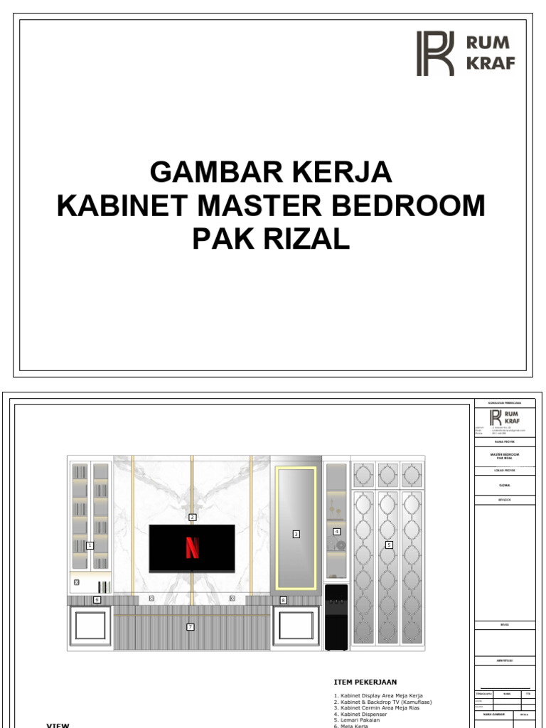 Gambar Kerja Kabinet Master Bedroom | PDF