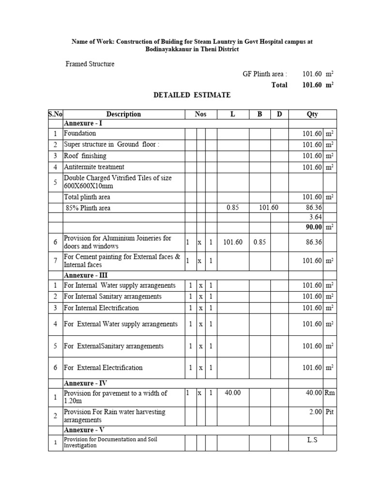 Rough Cost - Bodi GH - Steam Laundry | PDF | Brick | Civil Engineering