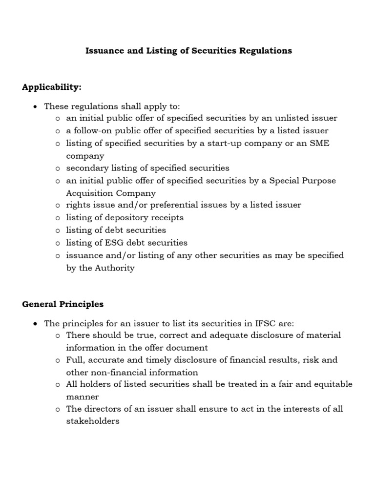 Issuing and Listing | PDF | Securities (Finance) | Stocks