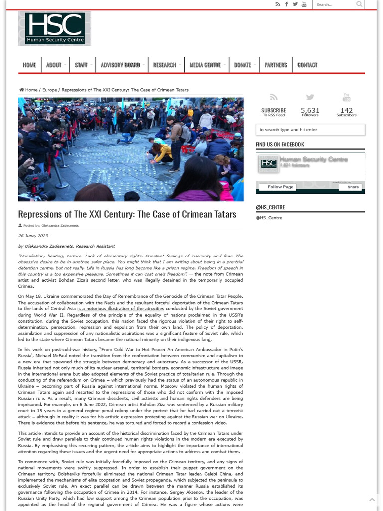 Repressions of The XXI Century - The Case of Crimean Tatars - Human Security Centre | PDF ...