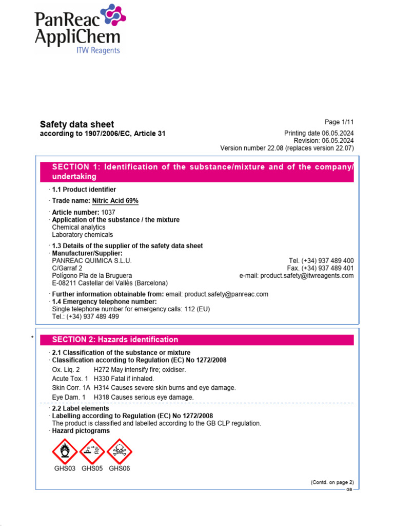 Sds 211037 En Gb Pdf Dangerous Goods Toxicity
