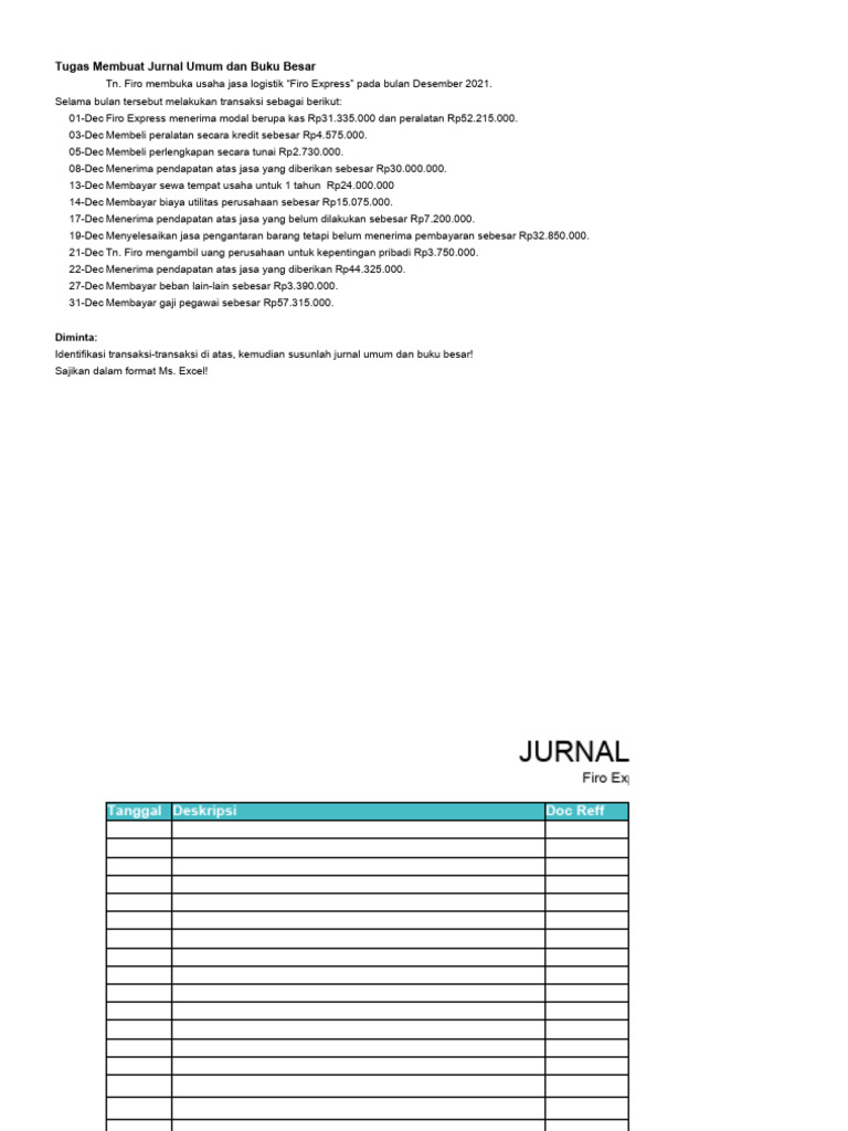 Jurnal Umum & Buku Besar Firo Express | PDF | Bisnis | Pengelolaan Keuangan & Uang
