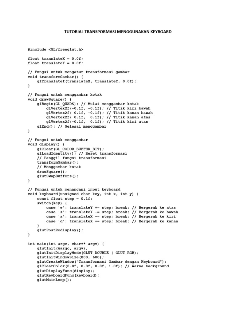 Tutorial Transformasi OpenGL | PDF | Metode & Bahan Ajar | Komputer