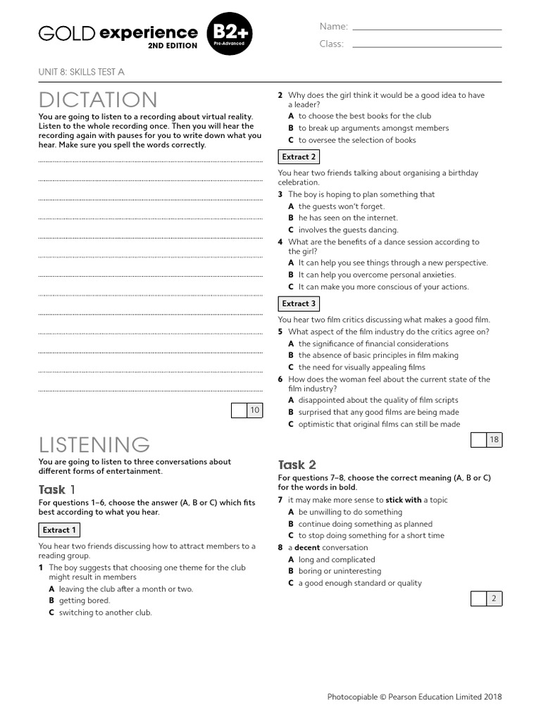 Gold Exp B2P U8 Skills Test A | PDF | Books | E Reader