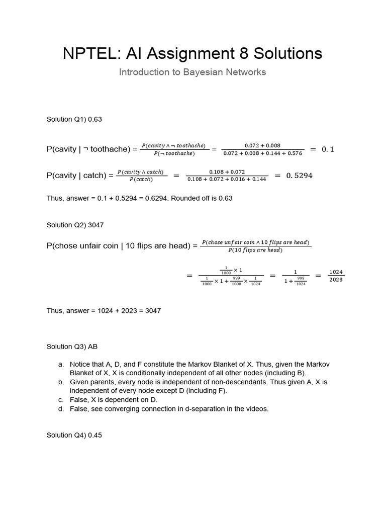 A8 Solutions | PDF | Bayesian Network | Measure Theory