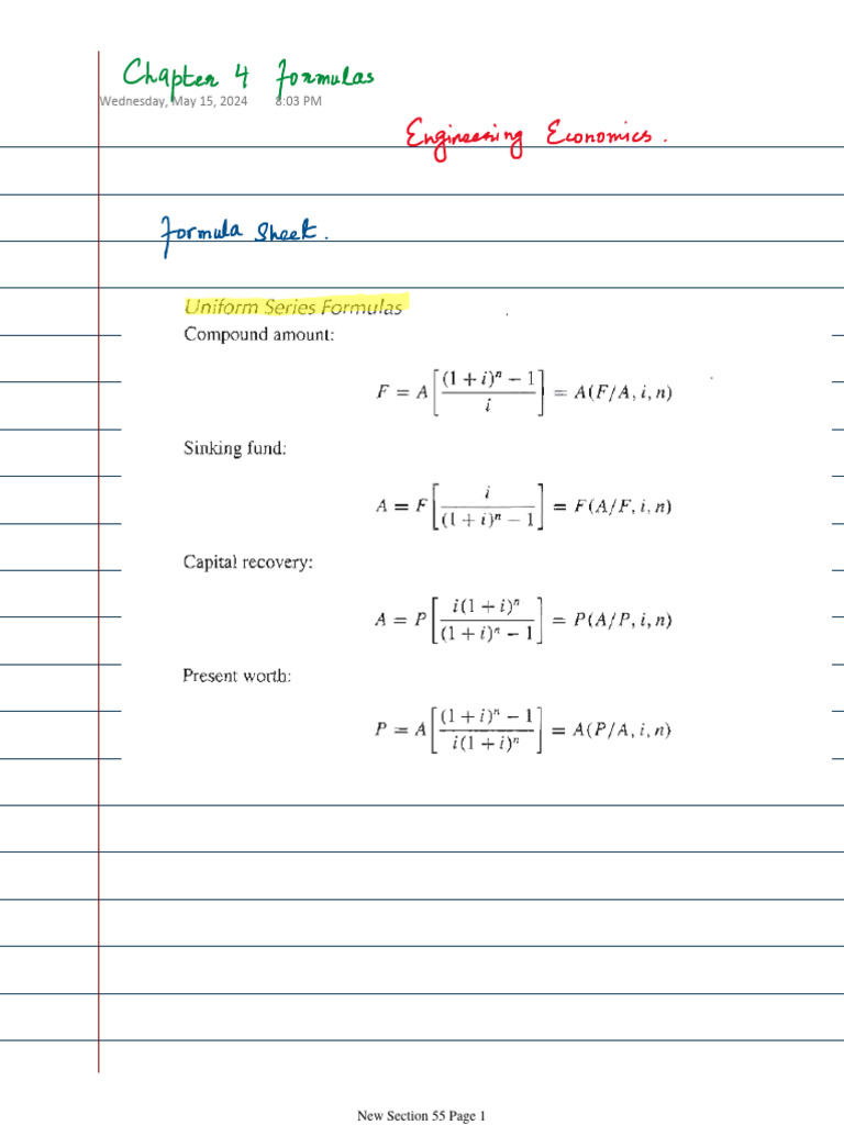 Chapter 4 formulas | PDF
