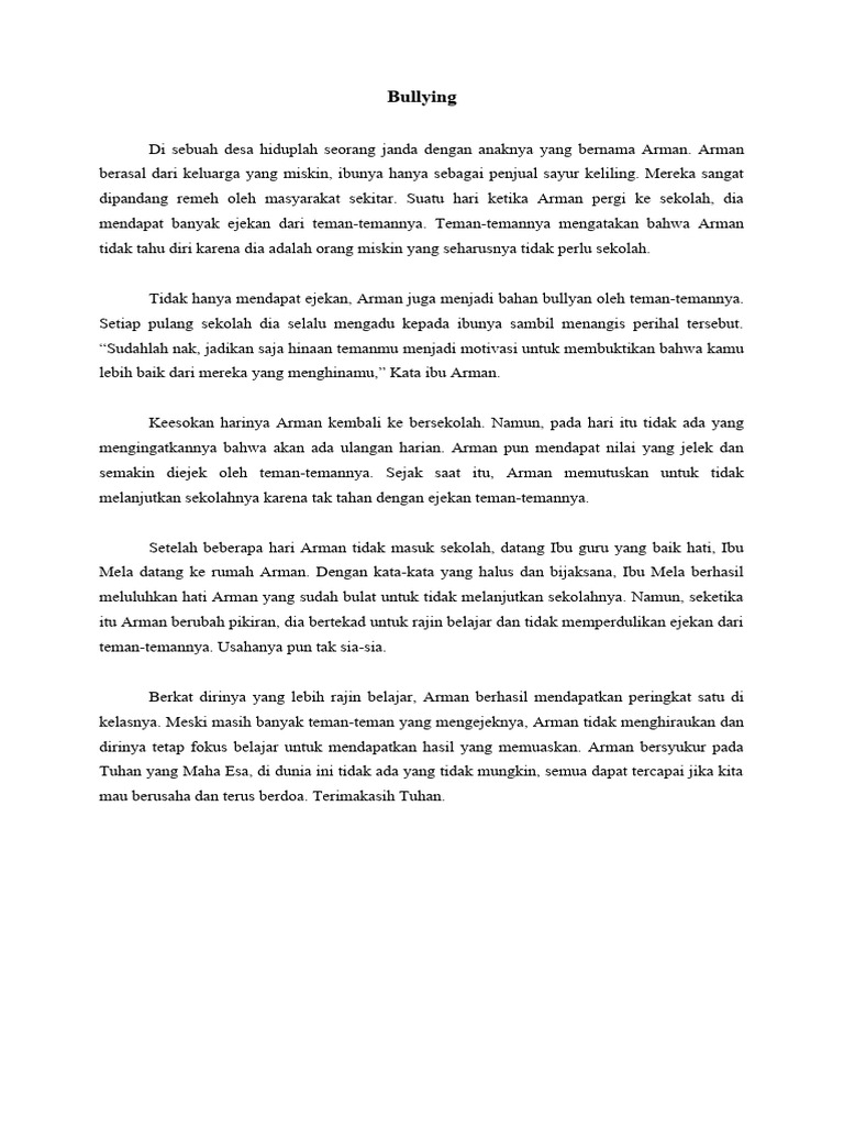 Cerpen Tentang Bullying di Sekolah 1 | PDF