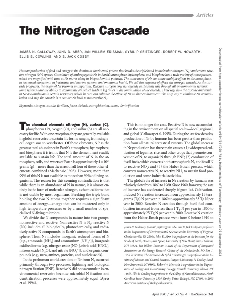 The Nitrogen Cascade | PDF | N Ox | Ecosystem