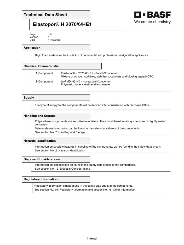 Elastopor H 2070.6.HE1 | PDF | Materials
