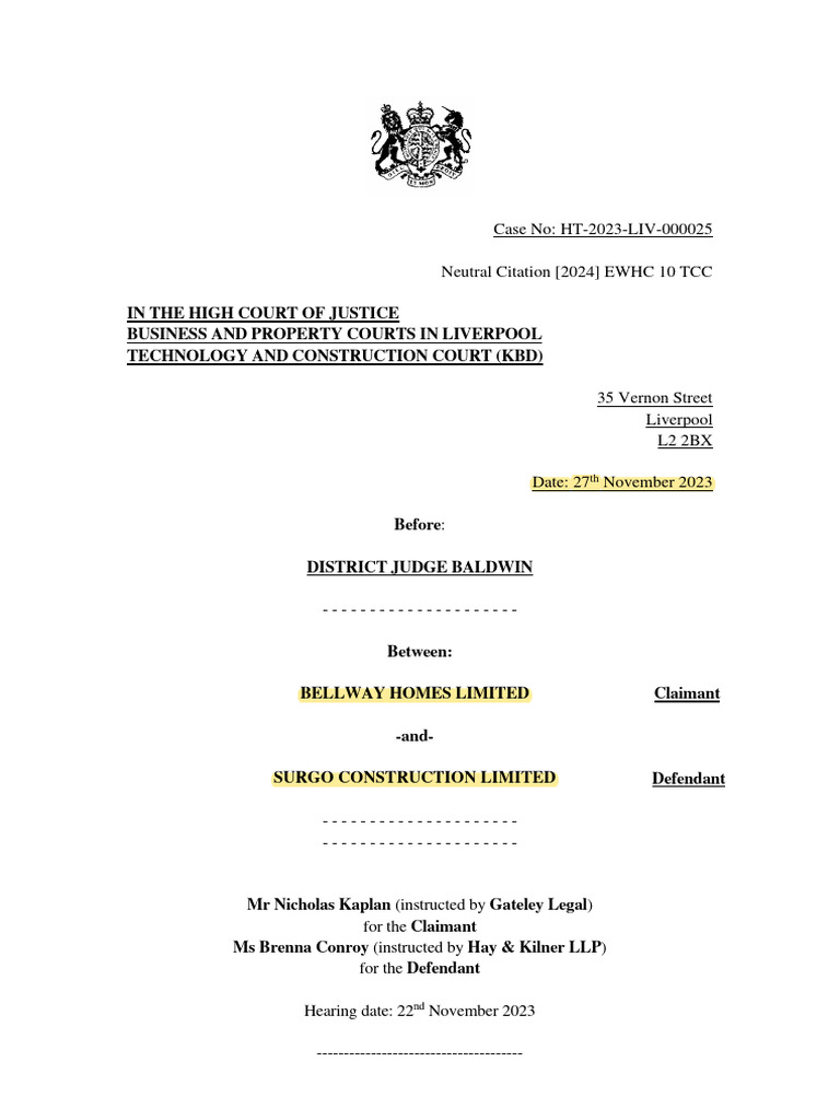 Claimant's Application To Enforce An Adjudication Decision | PDF ...