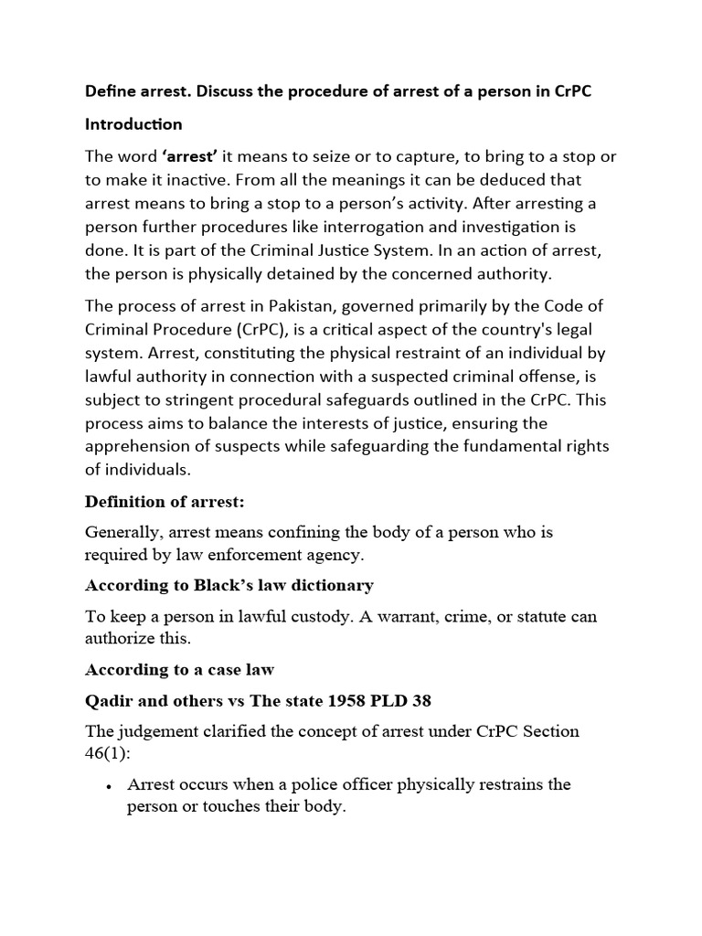 Define Arrest | PDF | Arrest | Arrest Warrant