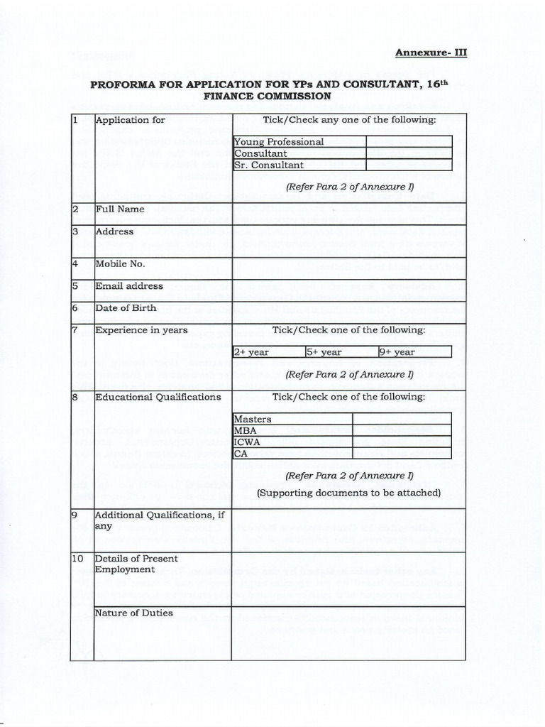 Young Professionals Job Form | PDF