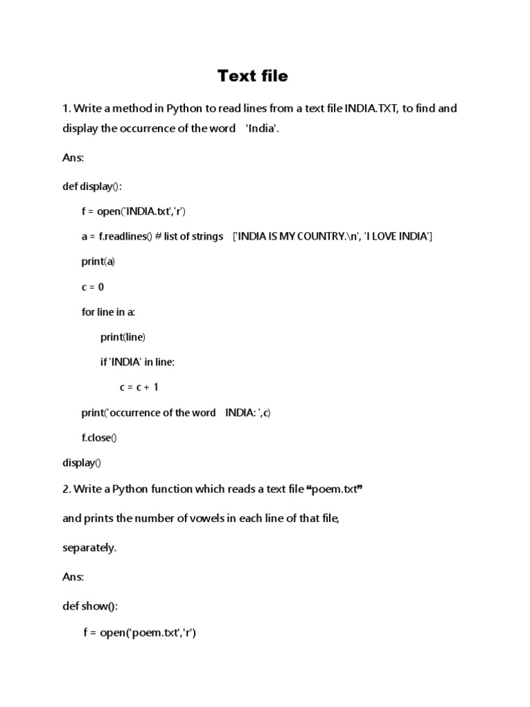 Python File Handling Tasks | PDF | Text File | Text