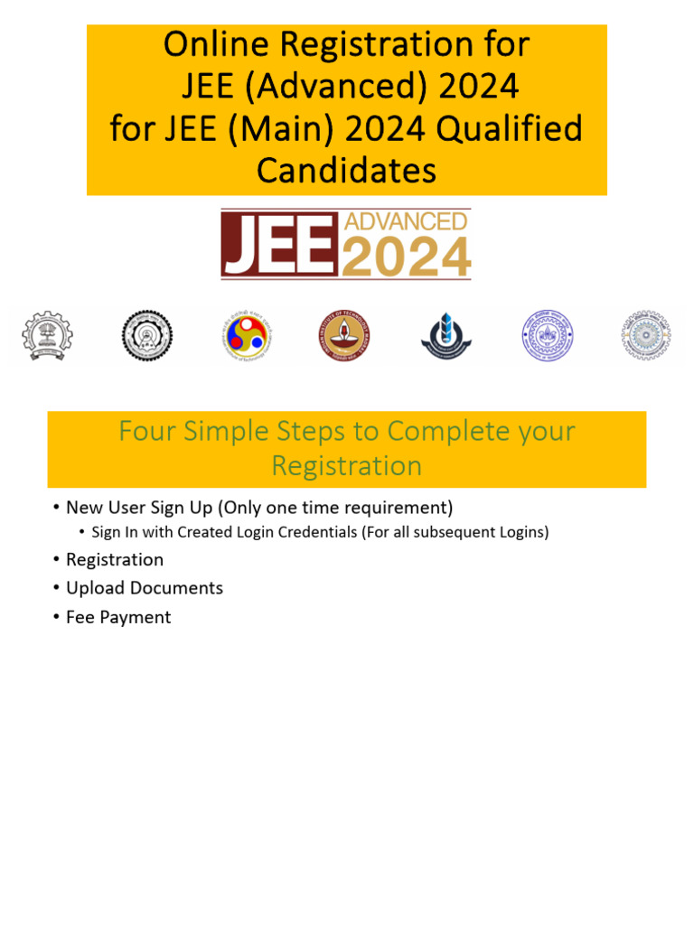 JEE Advanced 2024 Online Registration Guide | PDF | Login | Button ...