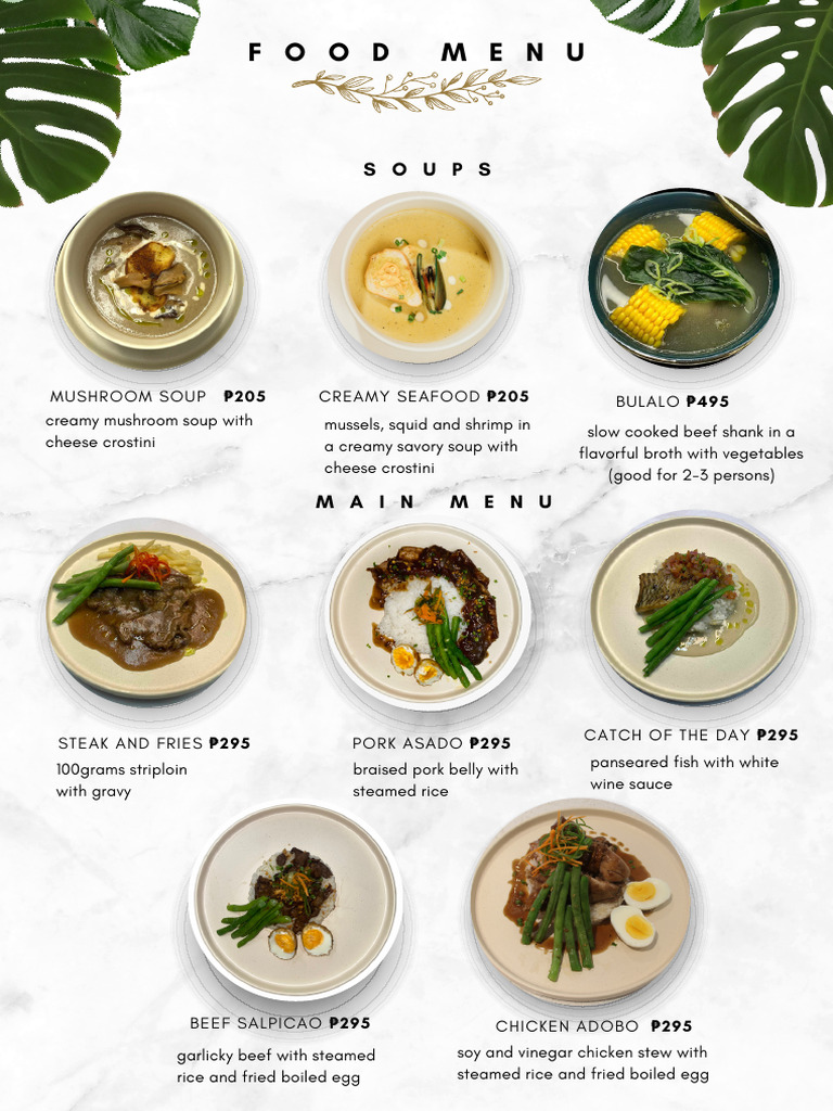 Corner Cafe Menu and Prices | PDF | Sauce | Soup