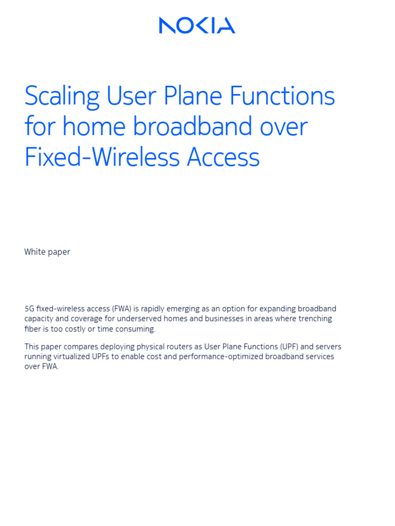 Nokia Scaling User Plane Functions For Home Broadband Over Fixed ...