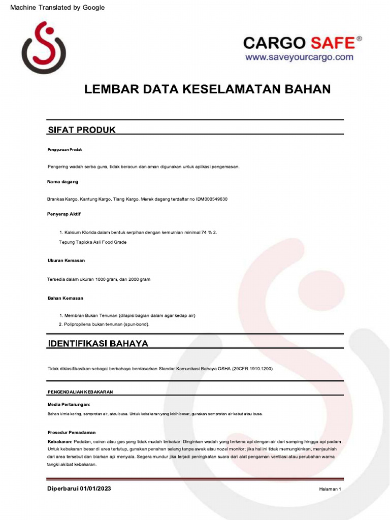 MSDS Desicant | PDF