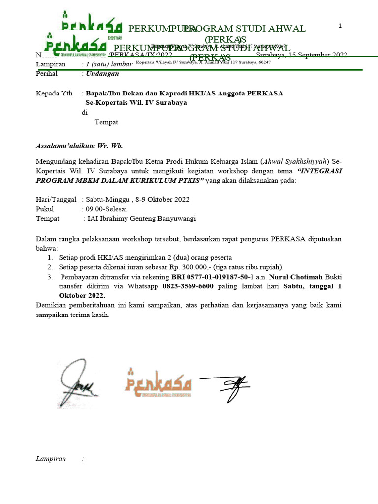 Surat Undangan PERKASA | PDF