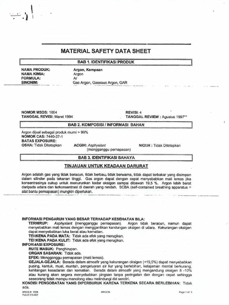 MSDS ARGON-2 | PDF