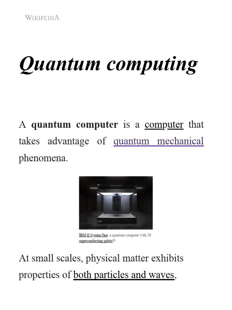 Quantum Computing - Wikipedia | PDF | Quantum Computing | Cryptography Quantum Computing - Wikipedia | PDF | Quantum Computing | Cryptography