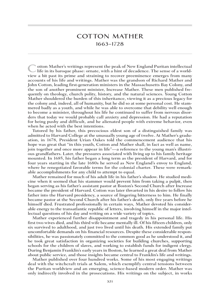 Cotton Mather - The Trial of Martha Carrier | PDF | Social Science