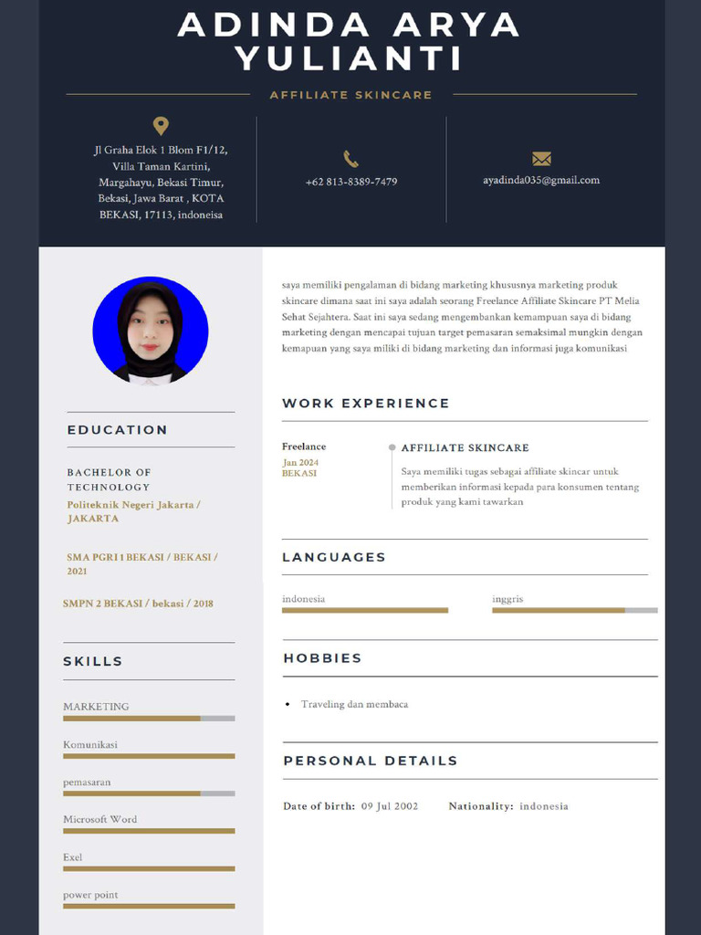 CV Adinda Arya Yulianti | PDF