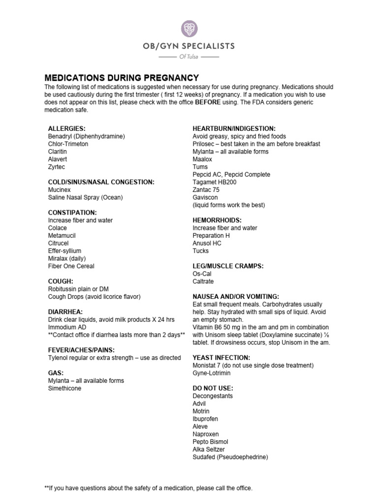Medications During Pregnancy | PDF | Clinical Medicine | Drugs