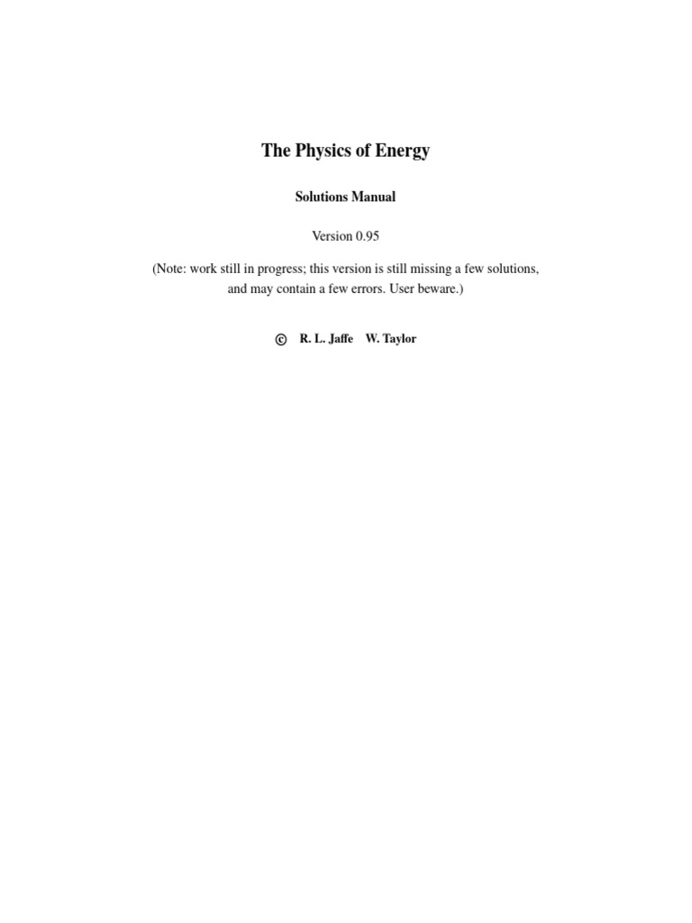 The Physics of Energy Solution Manual | PDF | Electronvolt | Kinetic Energy